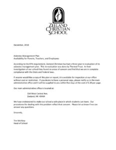 Asbestos Plan Notification.doc · Zeeland Christian School